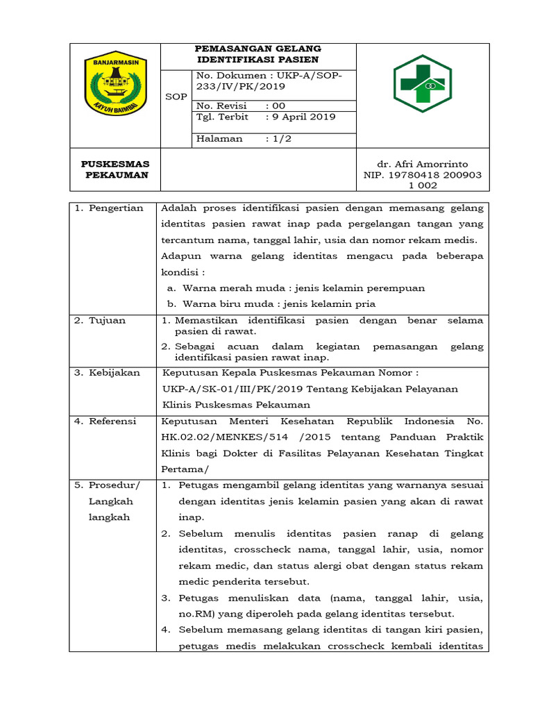 45 Pemasangan Gelang Identifikasi Pasien | PDF | Sains & Matematika