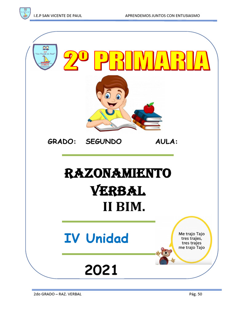 Módulo de Raz. Verbal - IV Unidad 2do Grado | PDF