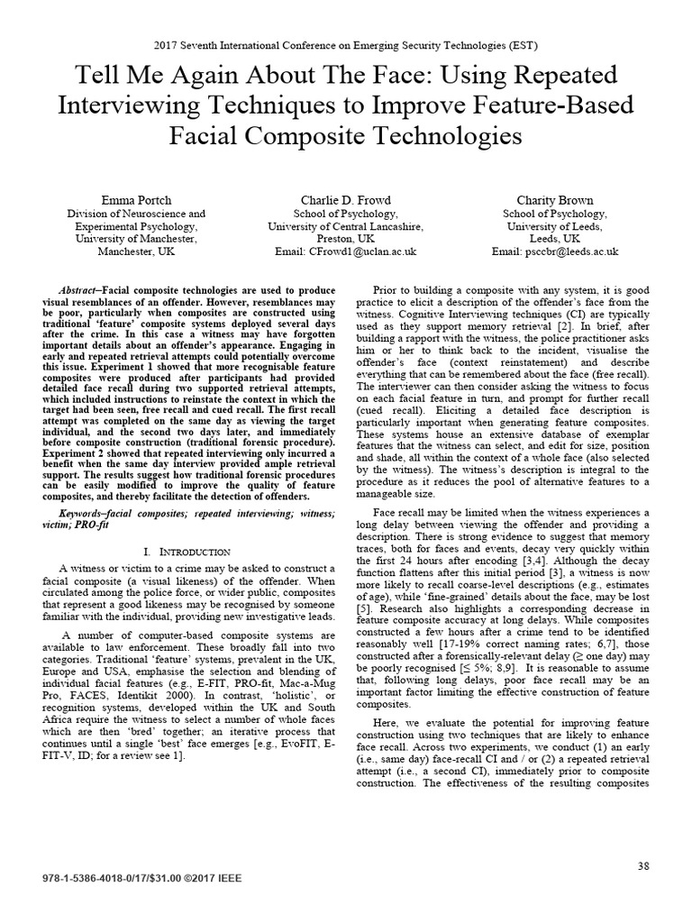 Brown Et Al. (2017) - Tell Me Again About The Face - Using Repeated ...