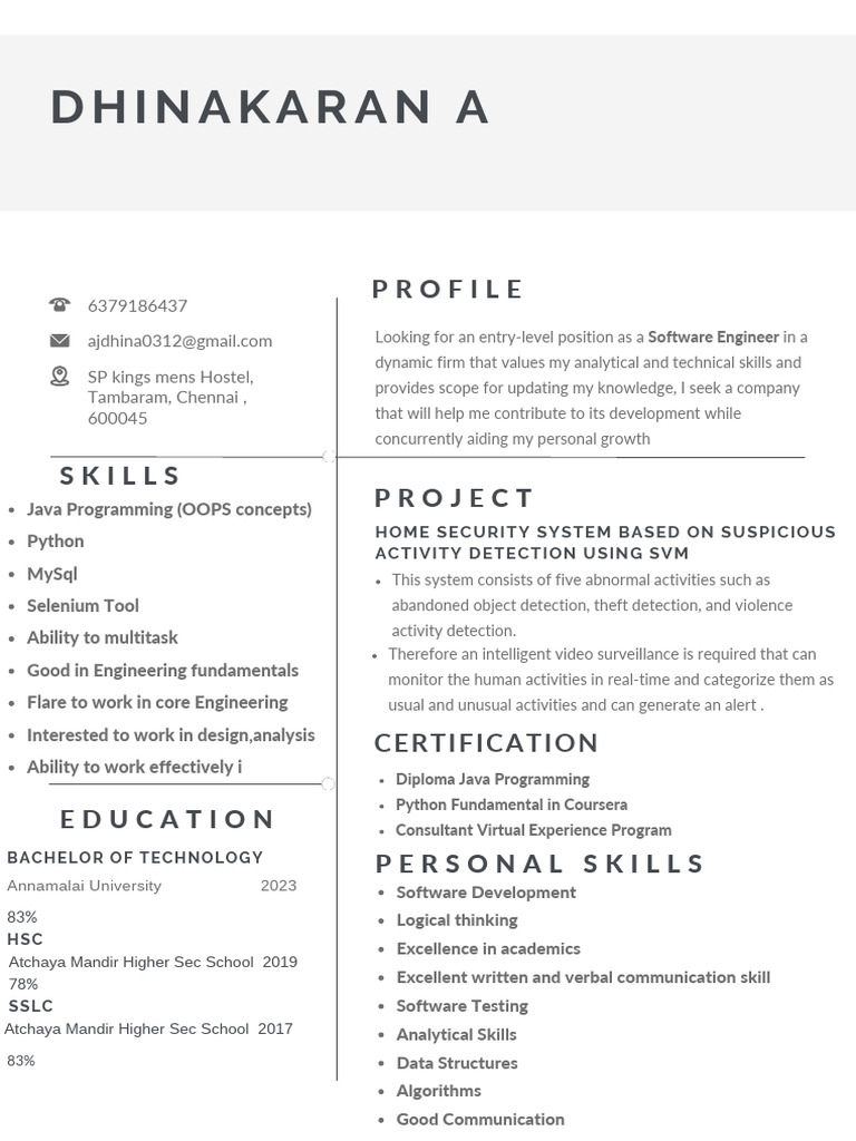 Dhinakaran A | PDF | Computing | Information Technology
