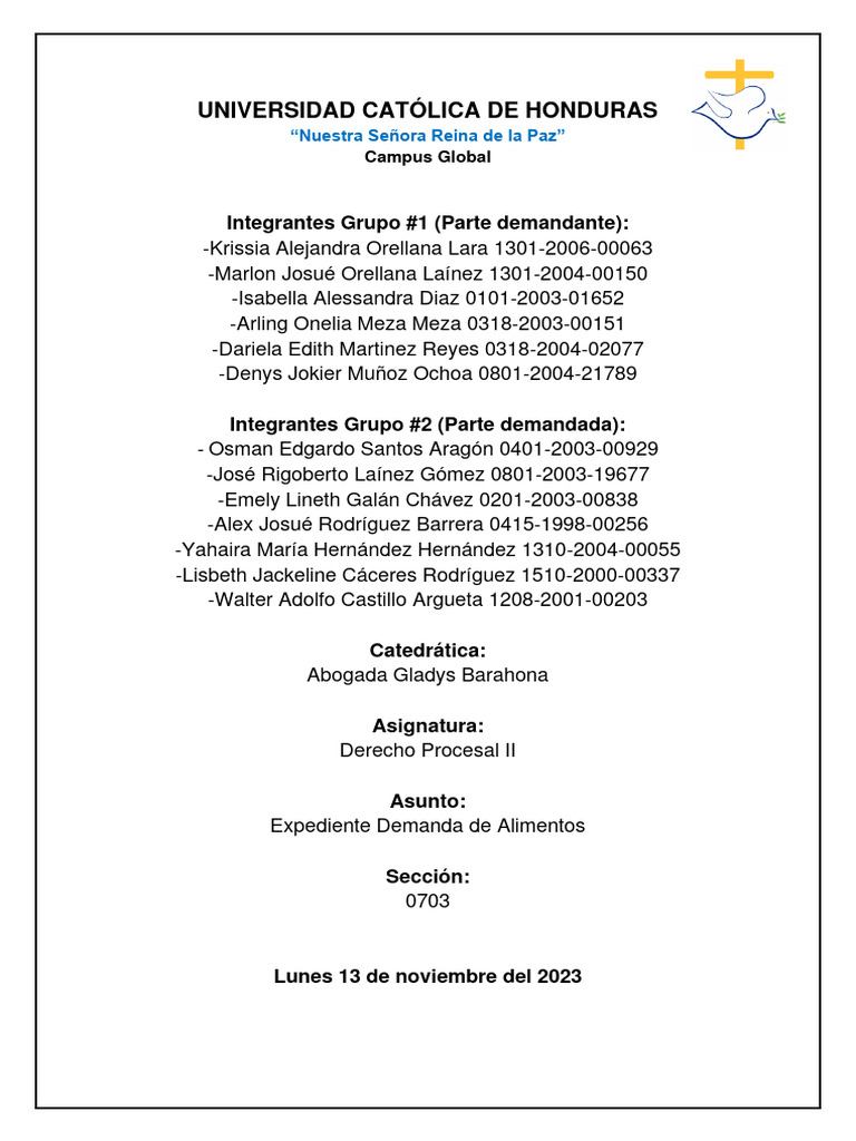 Expediente - Demanda de Alimentos | PDF | Demanda judicial | Ley procesal