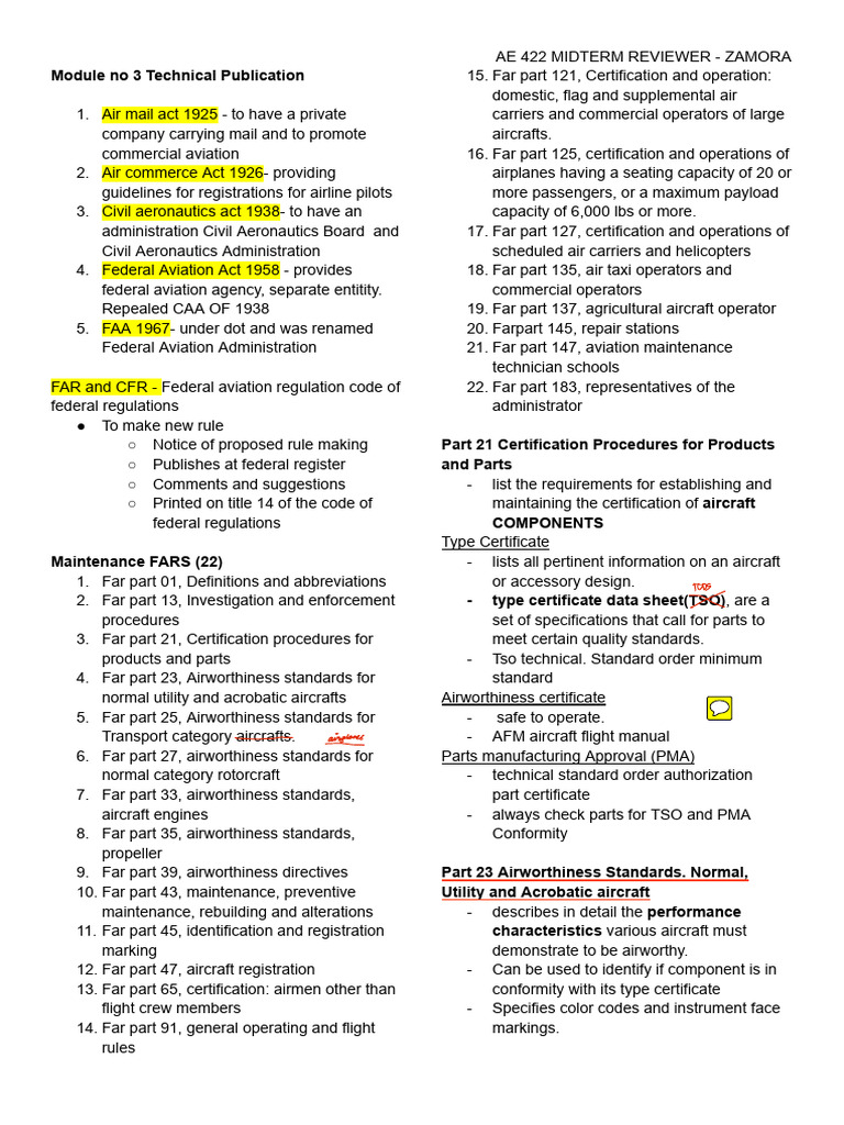 Ae-422 Midterm Reviewer | PDF | Federal Aviation Administration | Tools