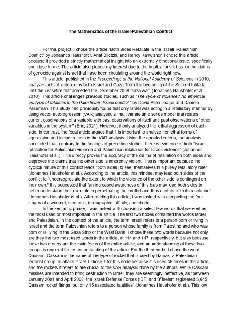 The Mathematics of The Israeli-Palestinian Conflict 1 | PDF | Second ...