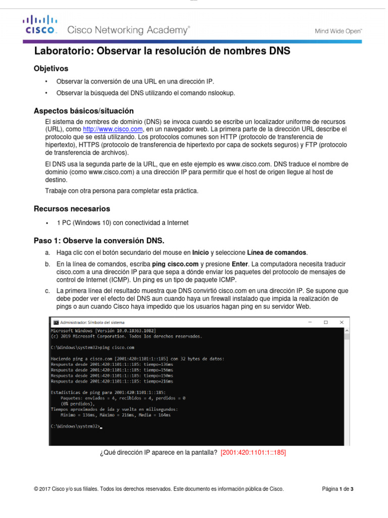 5313 Lab Observing Dns Name Resolution | PDF | sistema de nombres de dominio | Redes
