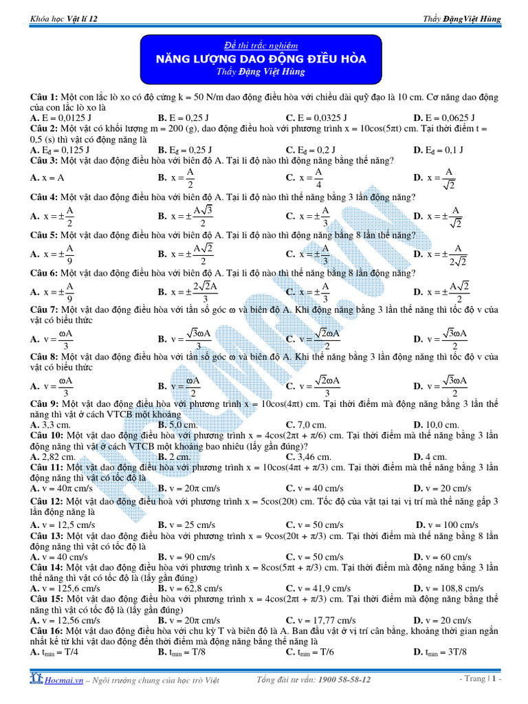 (123doc) - Nang-Luong-Dao-Dong-Dieu-Hoa-Trac-Nghiem-Vat-Ly-12 | PDF