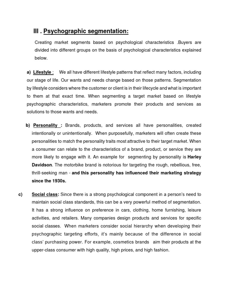 Psychographic And Behavioural Segmentation Pdf Market Segmentation Marketing