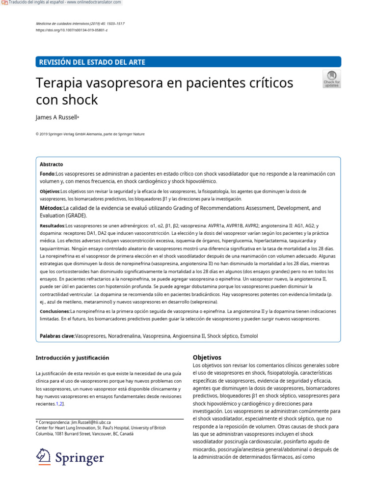 Vasopressor Therapy in Critically Ill Patients With Shock - En.es | PDF ...