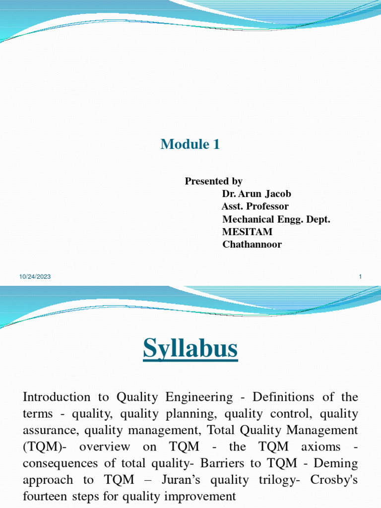 QM Module 1 Final | PDF | Quality (Business) | Quality Assurance
