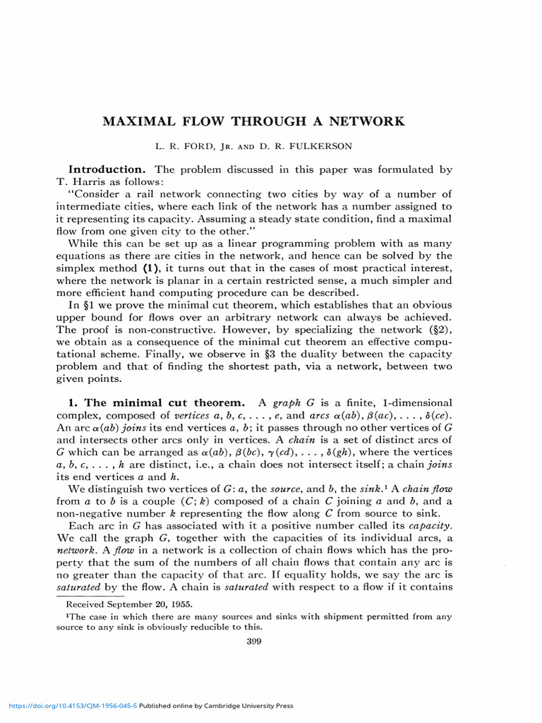 Maximal Flow Through A Network | PDF | Linear Programming | Combinatorics
