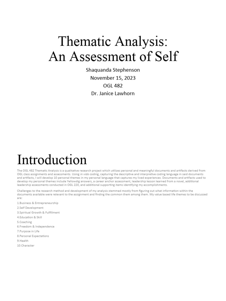 Thematic Analysis Template | PDF | Self-Improvement