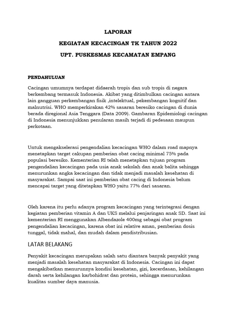 Lap - Cacing BL 8 12 TK 2022 | PDF