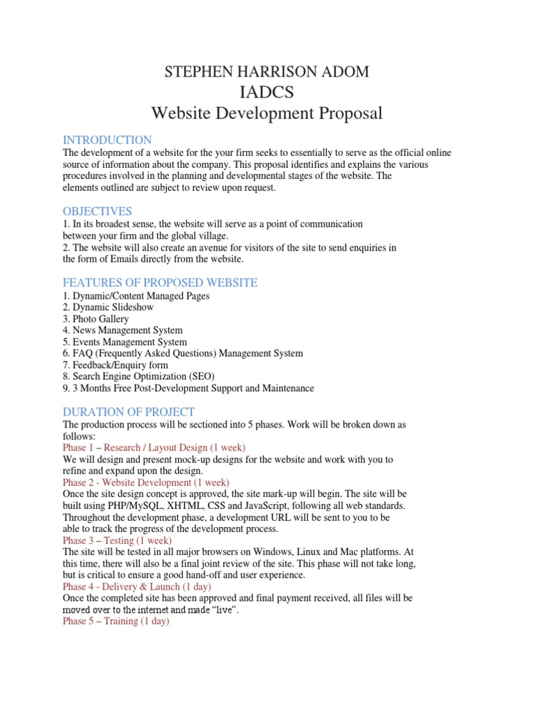 Website Development Proposal | PDF | Websites | Multimedia