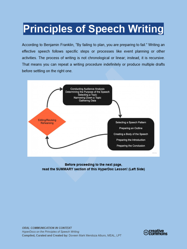 HyperDoc On The Principles of Speech Writing | PDF | Persuasion | Rhetoric
