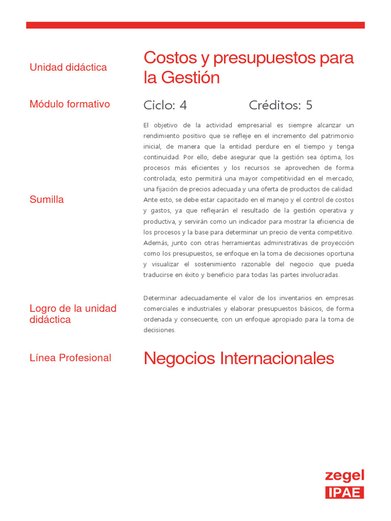 Costos y Presupuestos para La Gestión | PDF | Presupuesto | Negocios económicos