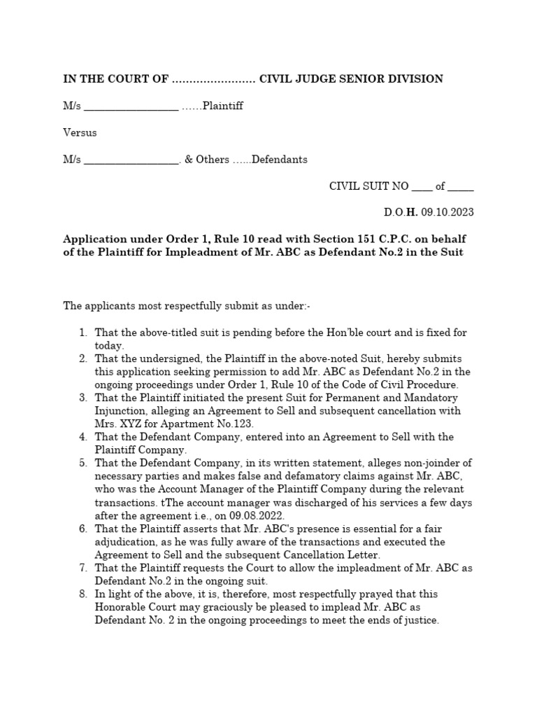 Order 1 Rule 10 | PDF Order 1 Rule 10 | PDF