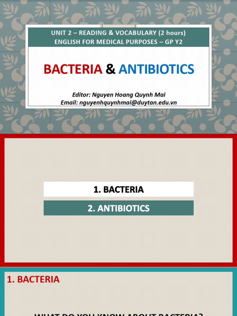 135 2022F U2 Bacteria Antibiotics VOC | PDF | Infection | Pathogen