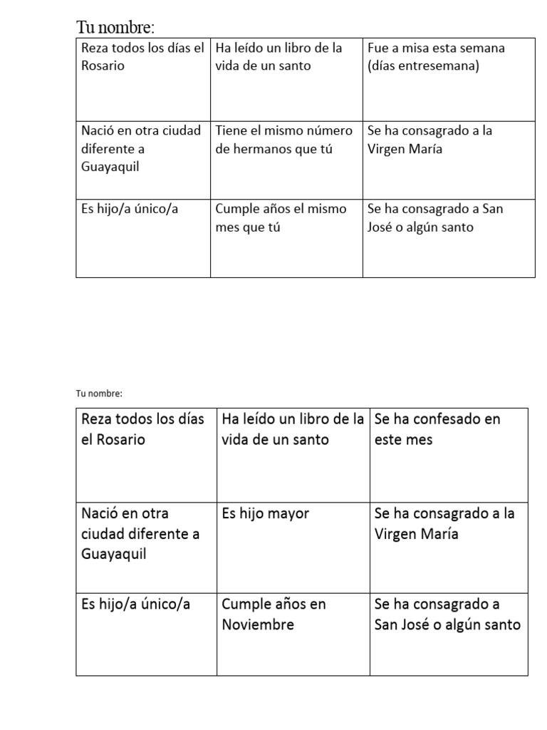 BINGO ENCUENTRA A ALGUIEN QUE .............. Version Corta | PDF ...