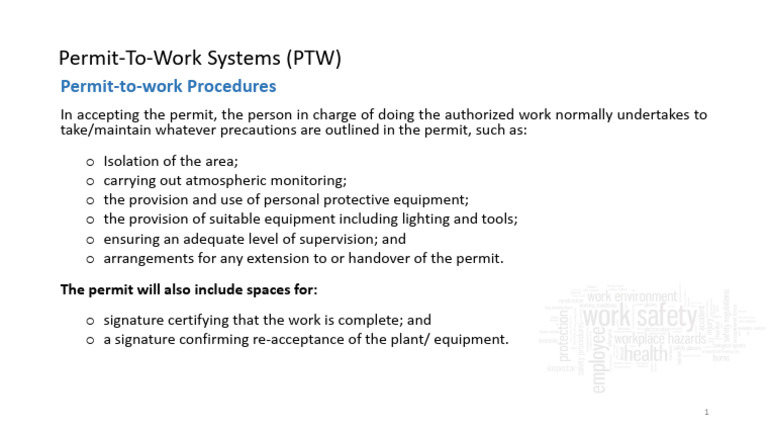 Permit-To-Work Systems (PTW) | PDF