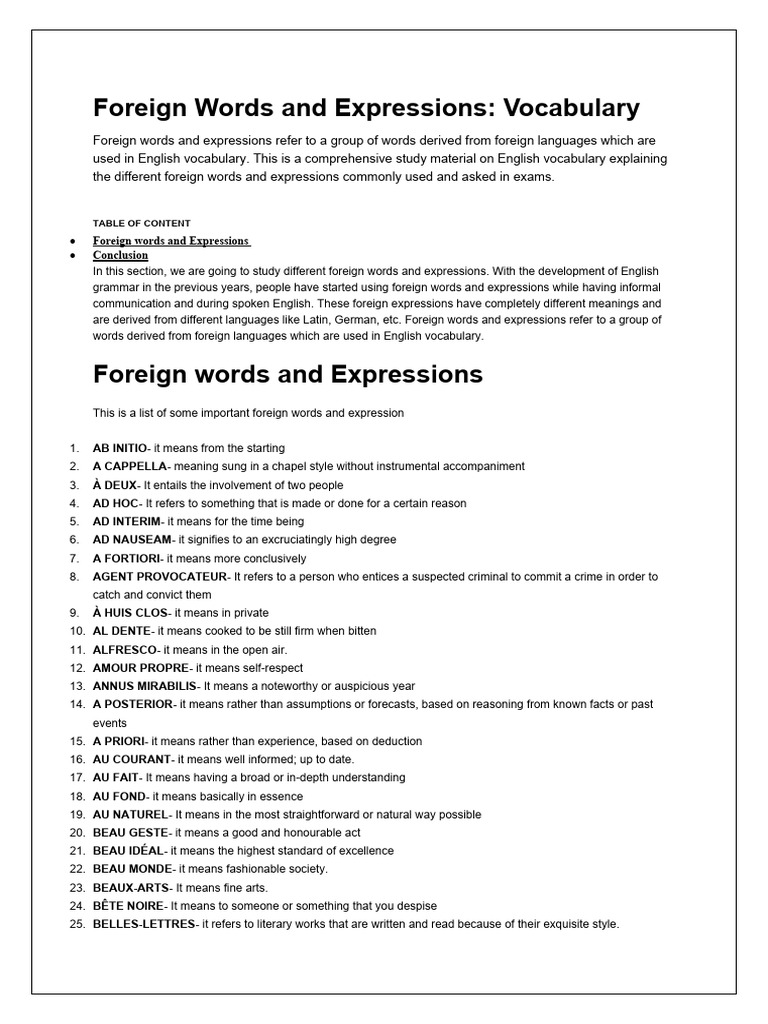 Foreign Words and Expressions | PDF