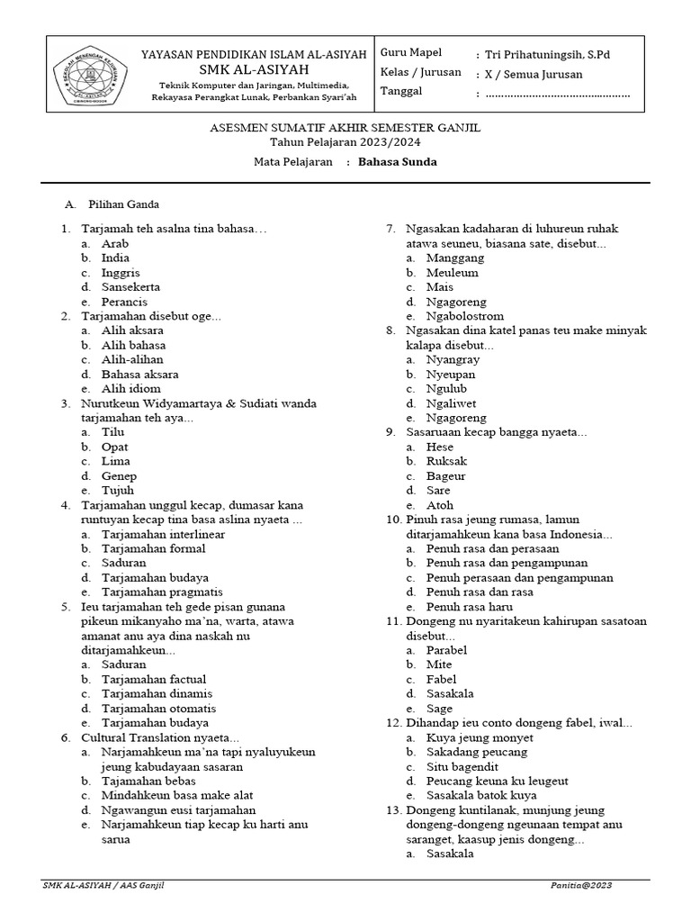 Bahasa Sunda AAS | PDF