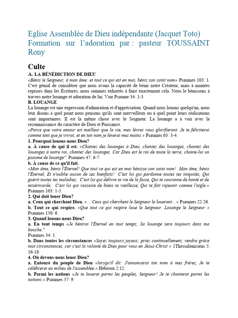 Louange et Adoration: Guide Biblique Concis | PDF | Dieu | Jésus