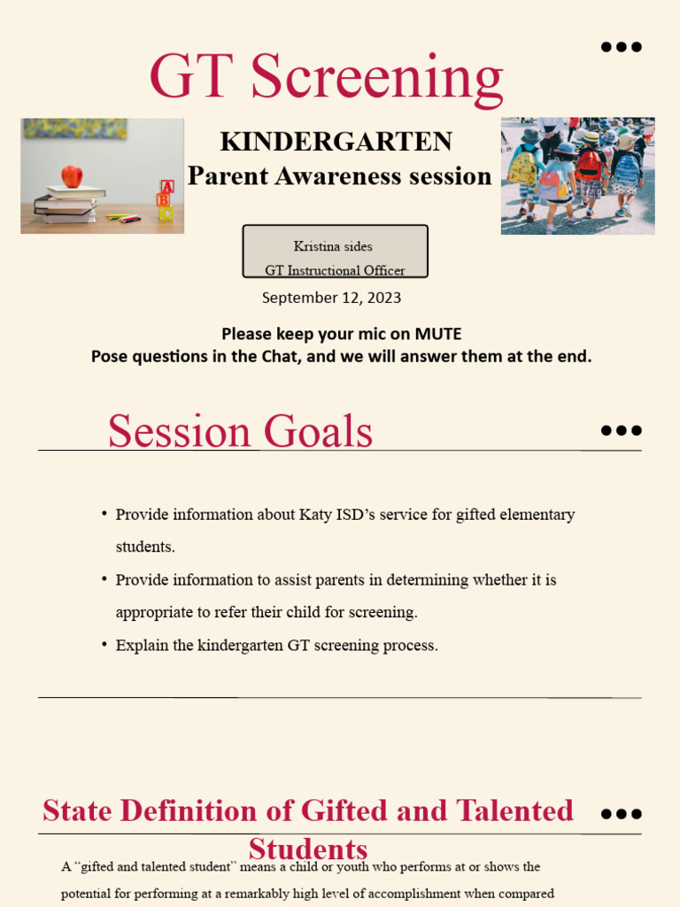 GT Screening Kinder Parent Awareness 2023-24 | PDF | Intellectual ...