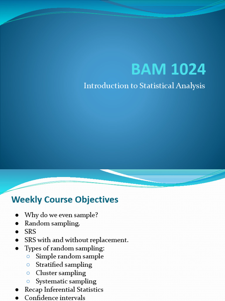 Week9 BAM | PDF | Sampling (Statistics) | Statistics
