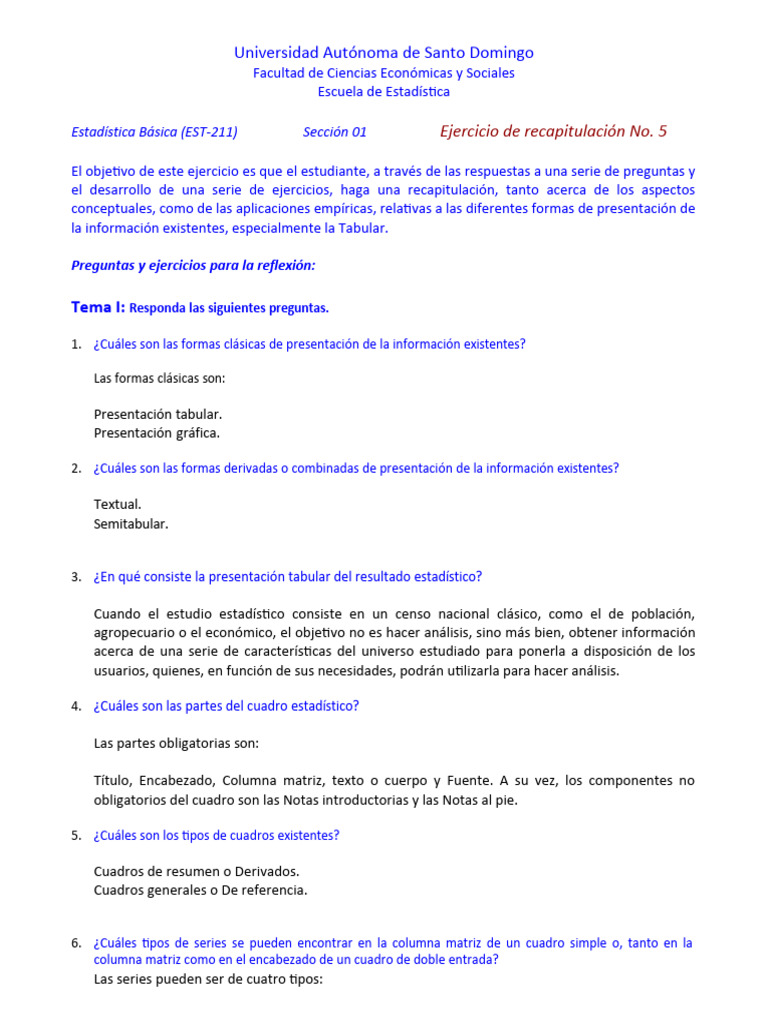 Ejercicio de Recapitulacion No. 5 | PDF