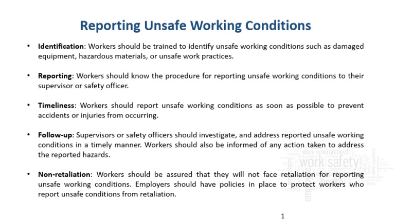 Reporting Unsafe Working Conditions | PDF