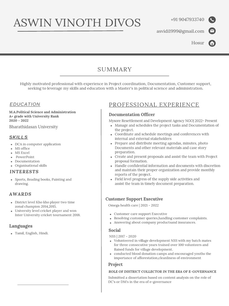 Gray and White Simple Clean Resume - 20230908 - 110308 - 0000 | PDF