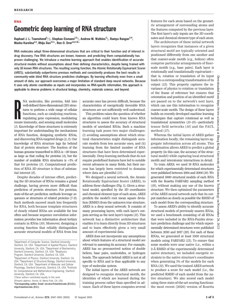 Geometric Deep Learning Of Rna Structure Download Free Pdf Rna