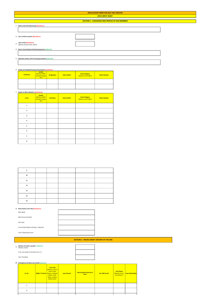 Application Form Self Help Groups For Printout | PDF | Banks | Economies