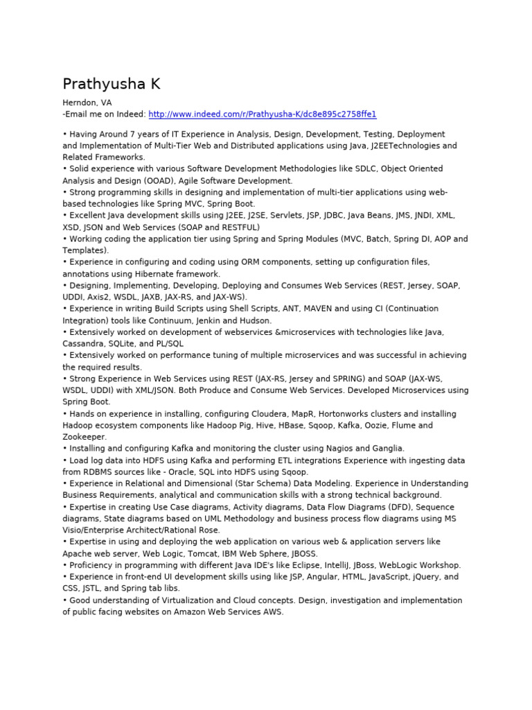 Prathyusha K | PDF | Spring Framework | Apache Hadoop