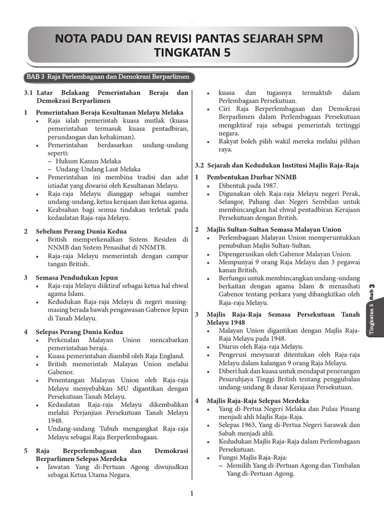 Nota Bab 3 (Form 5) | PDF