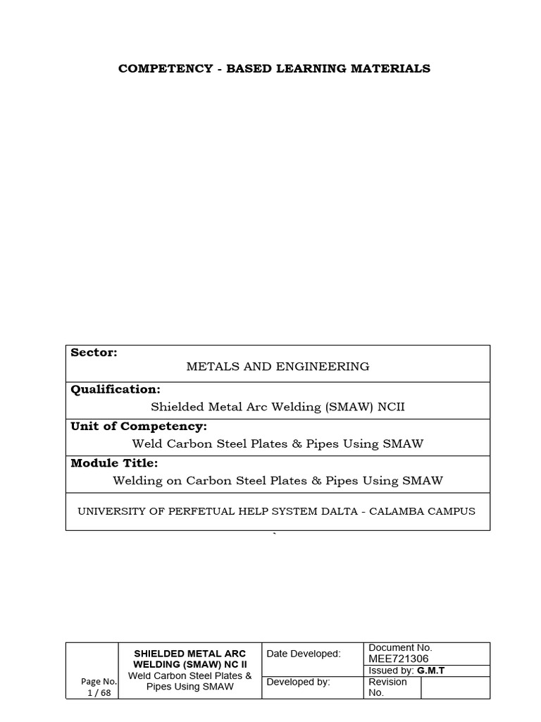 CBLM SMAW NC II GMT | PDF | Welding | Construction