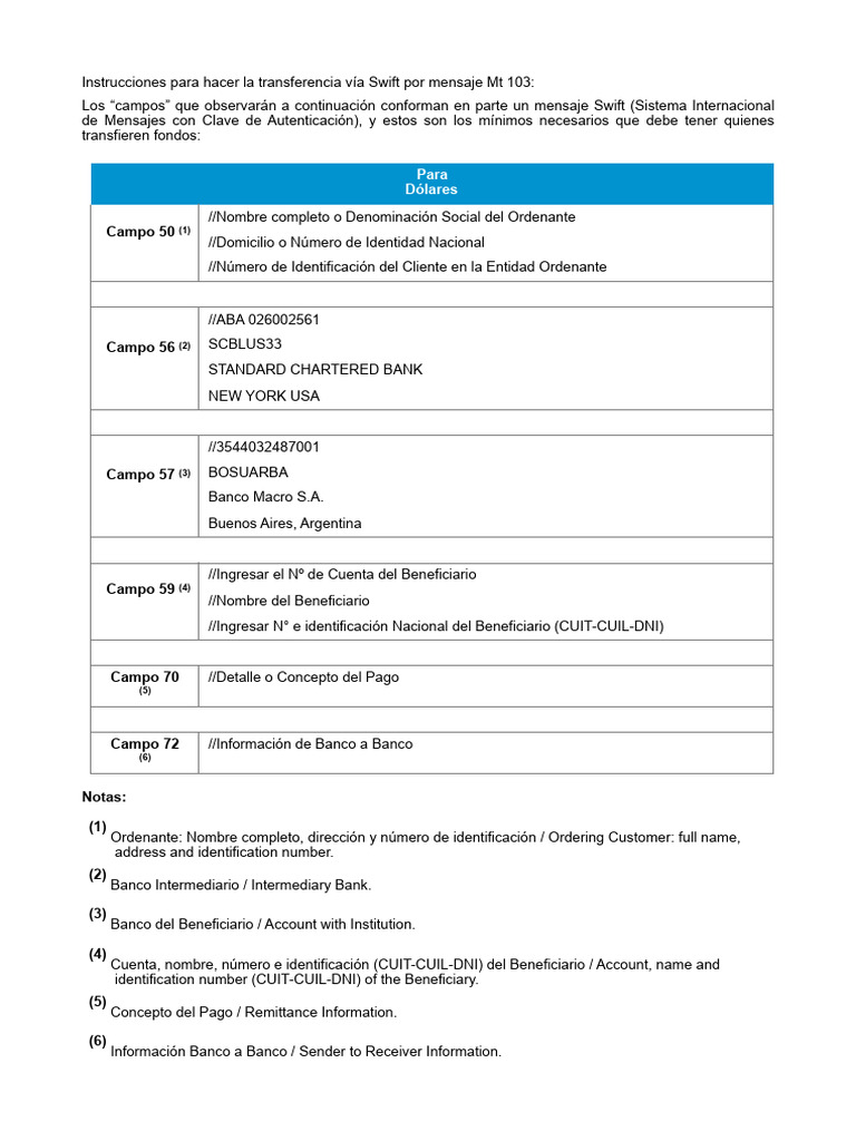 Transferencia Swift | PDF | Derecho