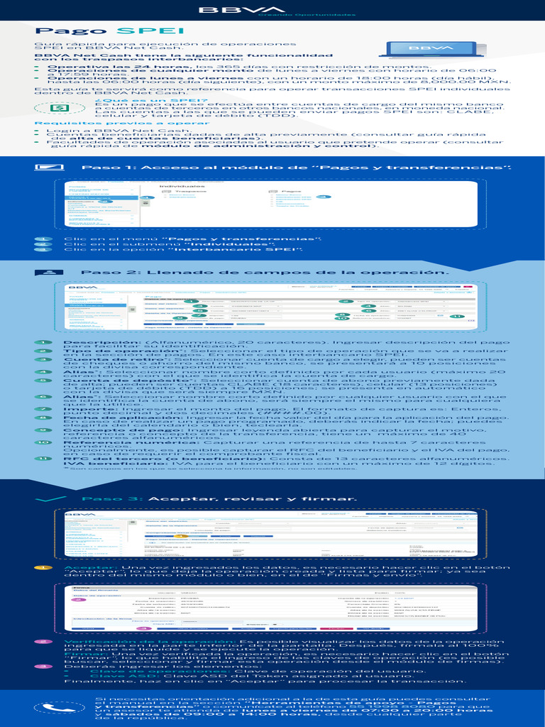 Guía SPEI en BBVA Net Cash | PDF | Informática