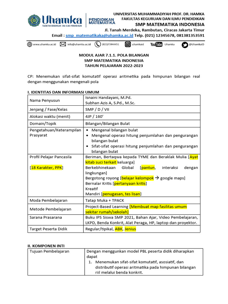 Contoh Modul Ajar | PDF