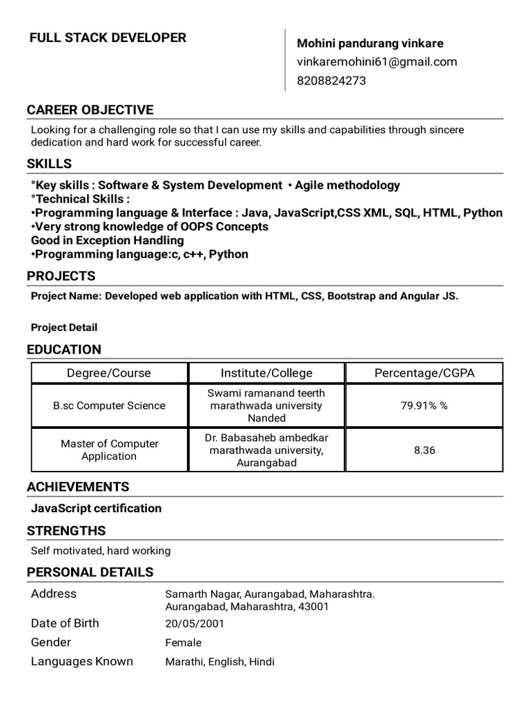 Full Stack Developer | PDF