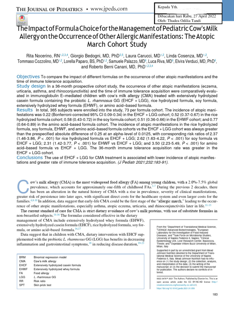 The Impact of Formula Choice For The Management of Pediatric Cow's Milk ...