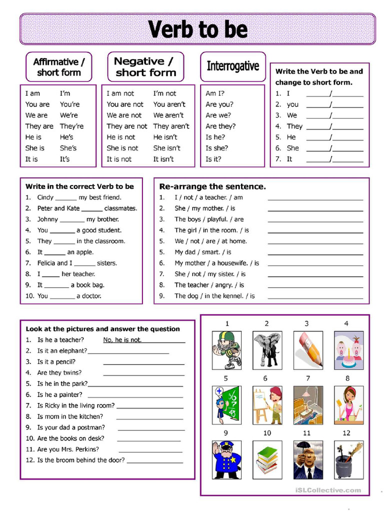 Verb To Be Exercises | PDF