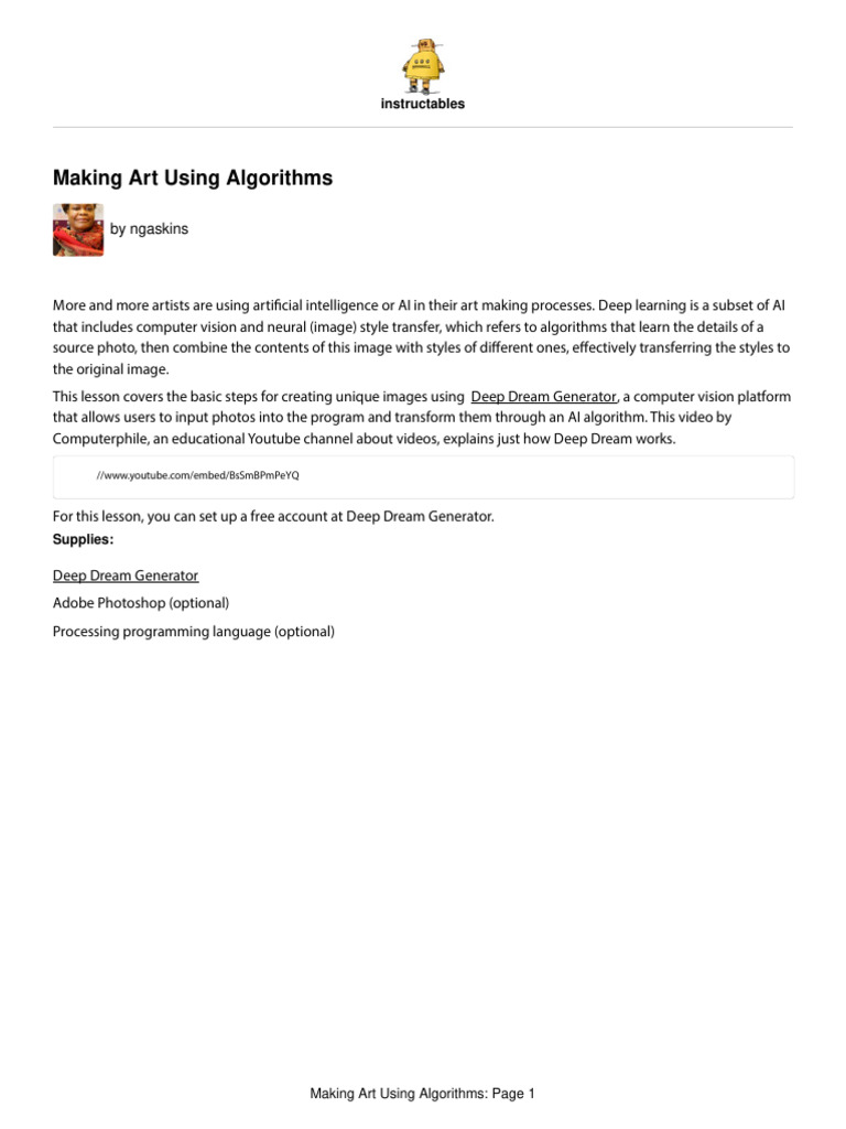 Making Art Using Algorithms | PDF | Artificial Intelligence ...