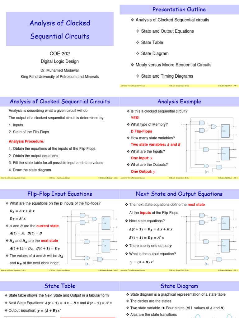 12-AnalysisSequentialCircuits - Print | PDF | Logic Gate | Computing