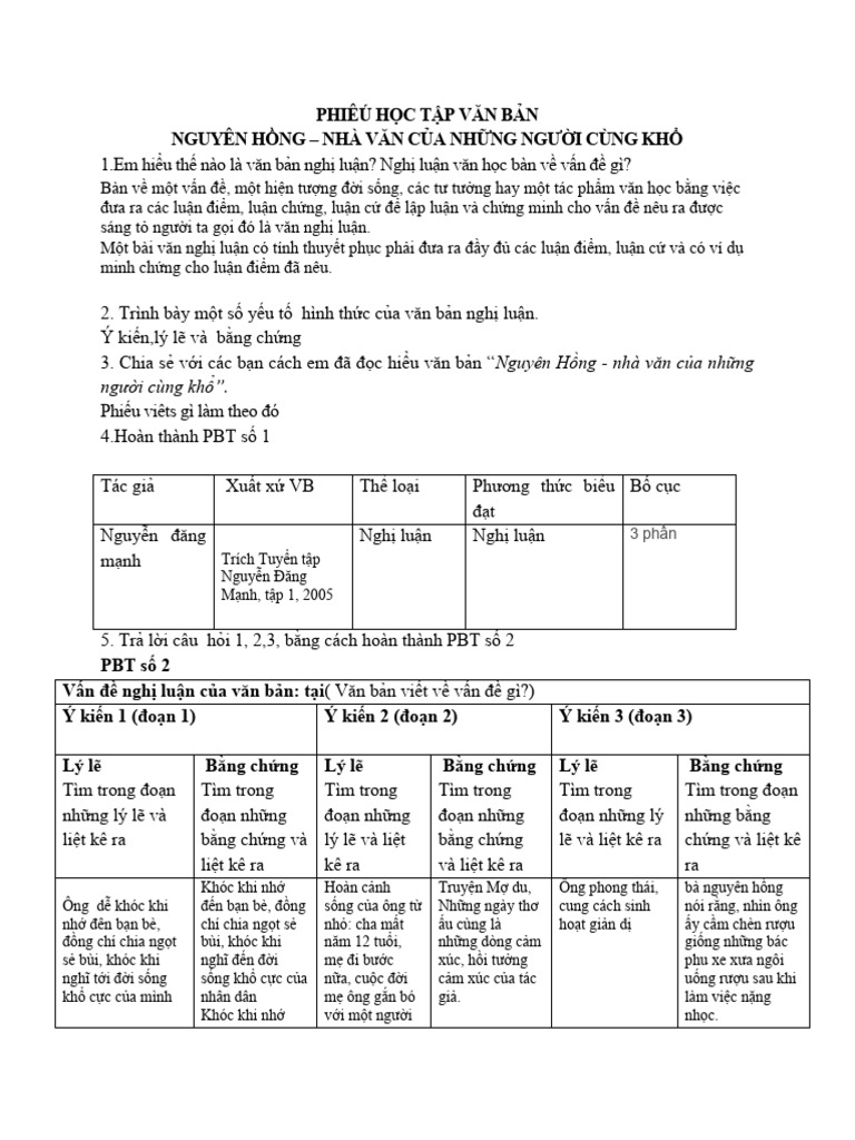 PHT VB Nguyên H NG - Nhà Văn C A NH NG Ngư I Cùng KH Van Lop 6 Tuan 10 | PDF