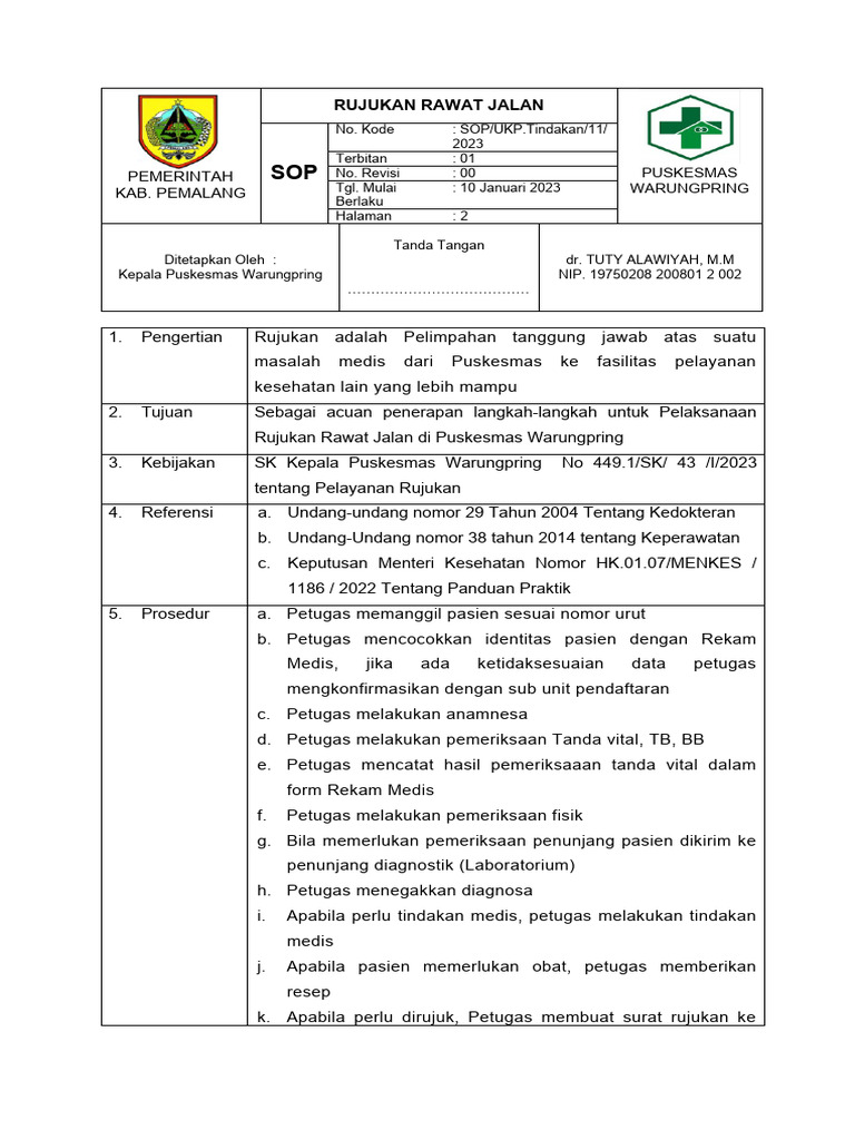 Sop Rujukan RWT Jalan WRP | PDF