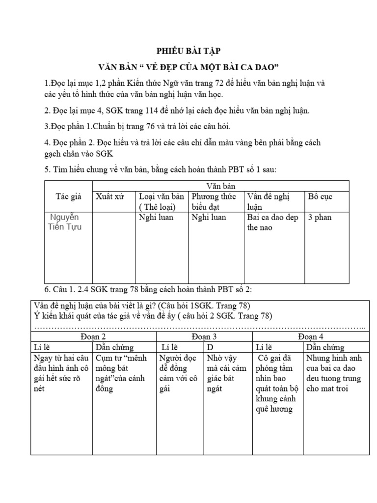 PBTVb Vẻ Đep Của Một Bài CA Dao (VAN Lop 6 Tuan 12) Cánh Diều | PDF