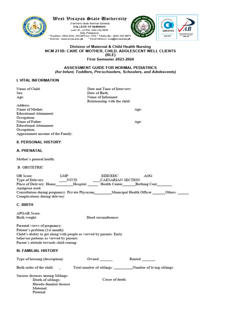 Normal Pedia Assessment Guide Sep2023 | PDF | Childbirth | Pregnancy
