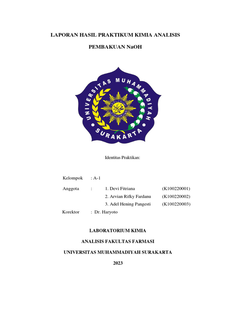 A1 - Laporan Resmi Pembakuan NaOH | PDF