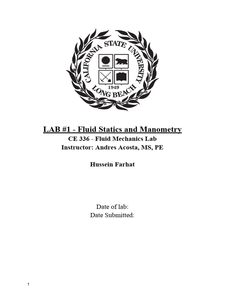 LAB #1 - Fluid Statics and Manometry | PDF | Law | Science & Mathematics