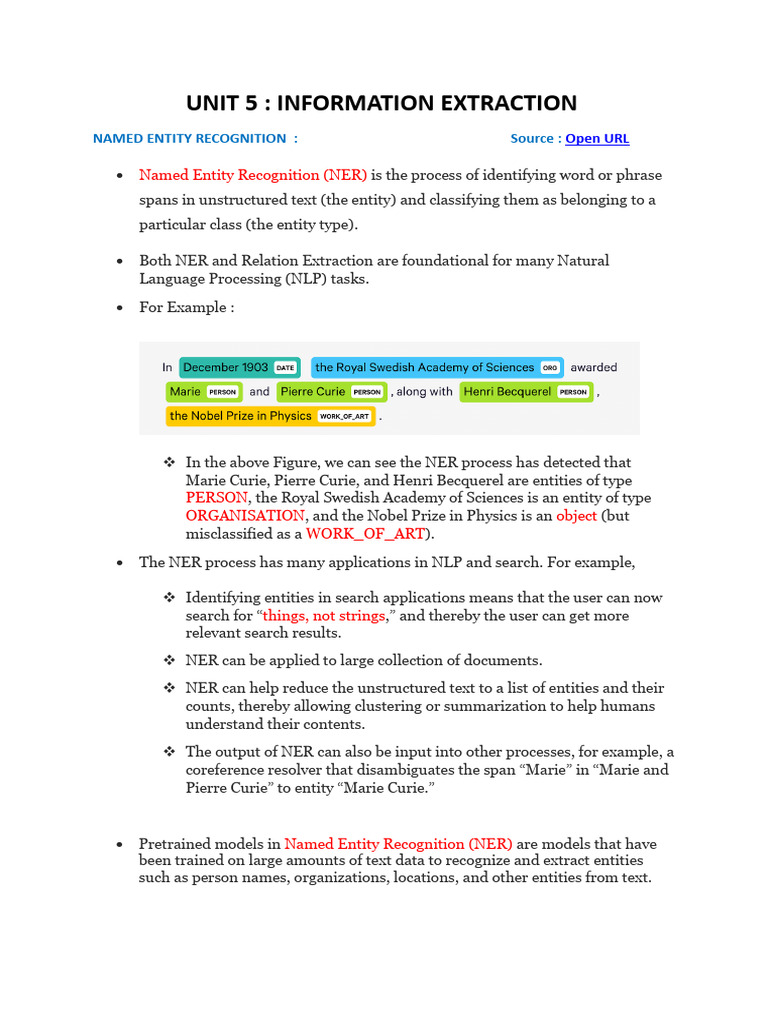 UNIT 5 - Information Extraction | PDF | Translations | Deep Learning